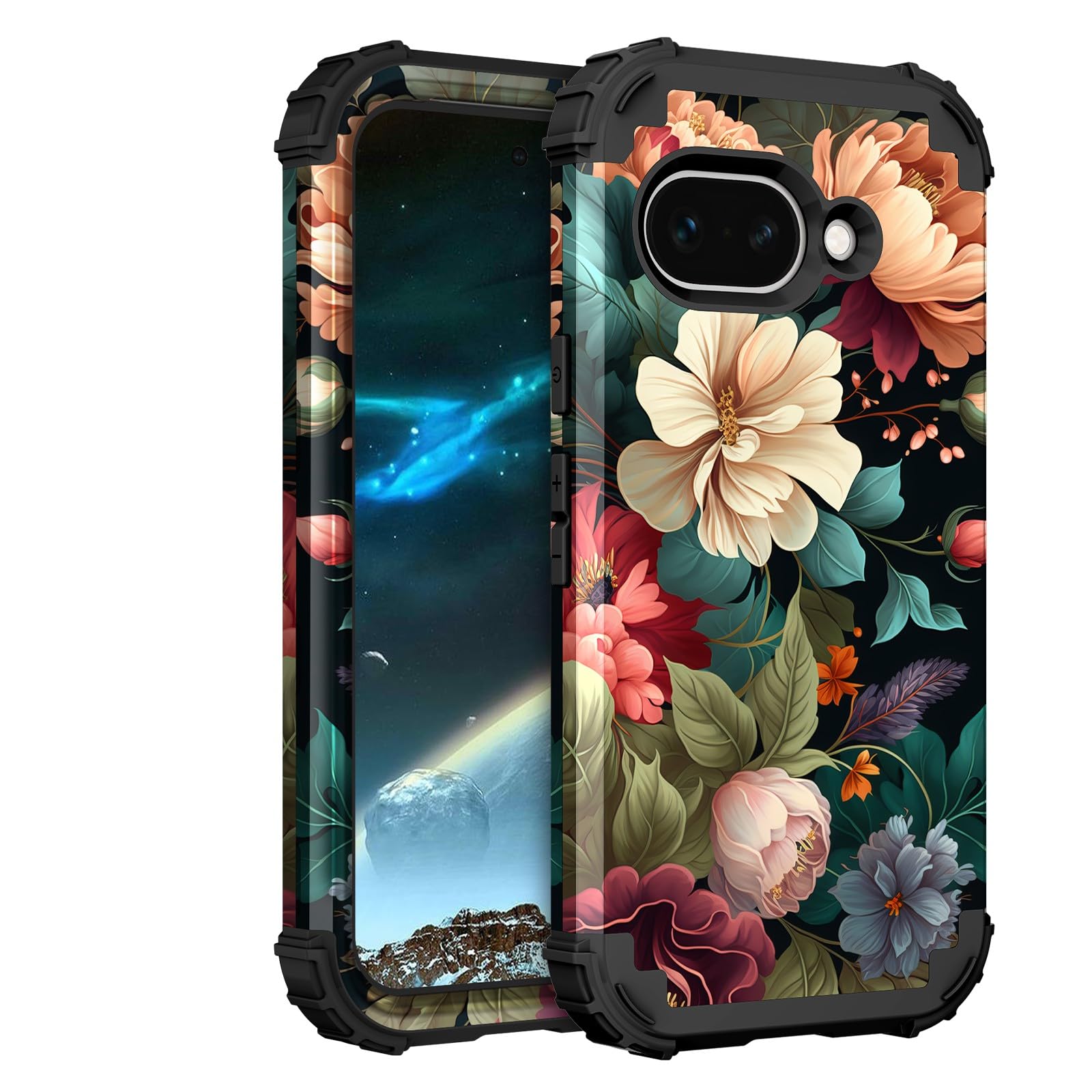 PIXIU Unique Flower Pattern Compatible with Google Pixel 9A case,Heavy ...