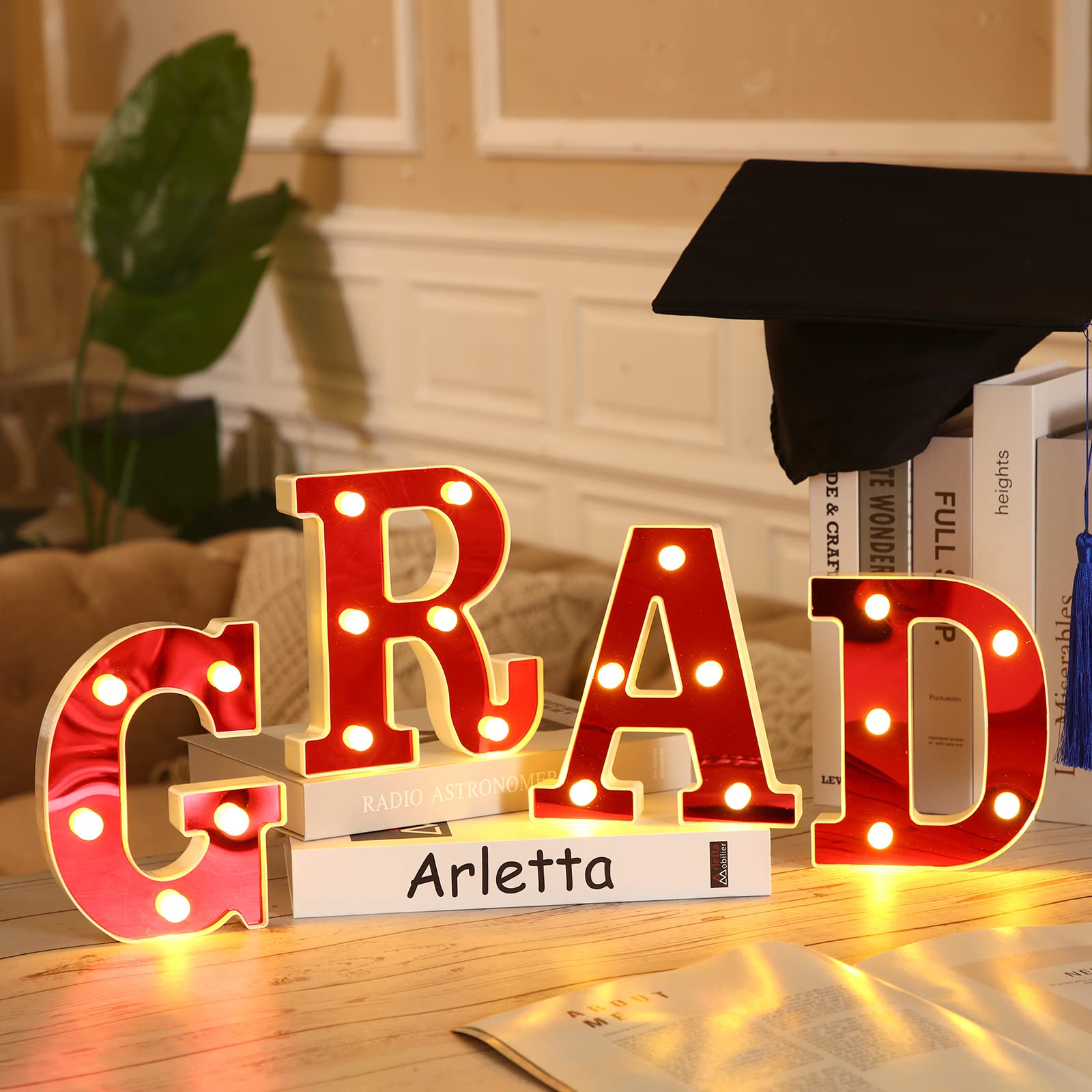 Demissle 4 Graduation Party Decorations 2025 Grad LED Marquee Letters ...