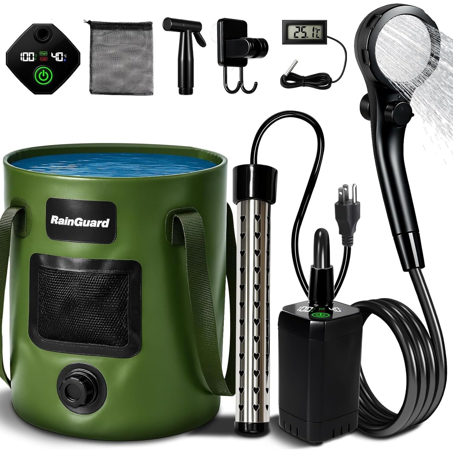 Motivekit™ Portable Camping Shower | 6.6 Gallons Foldable Bucket ...
