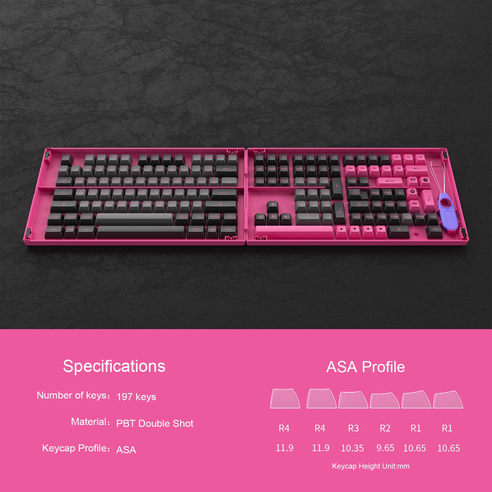 Mua Akko Black&Rose 197-Key ASA Profile PBT Double-Shot Keycap Set for ...
