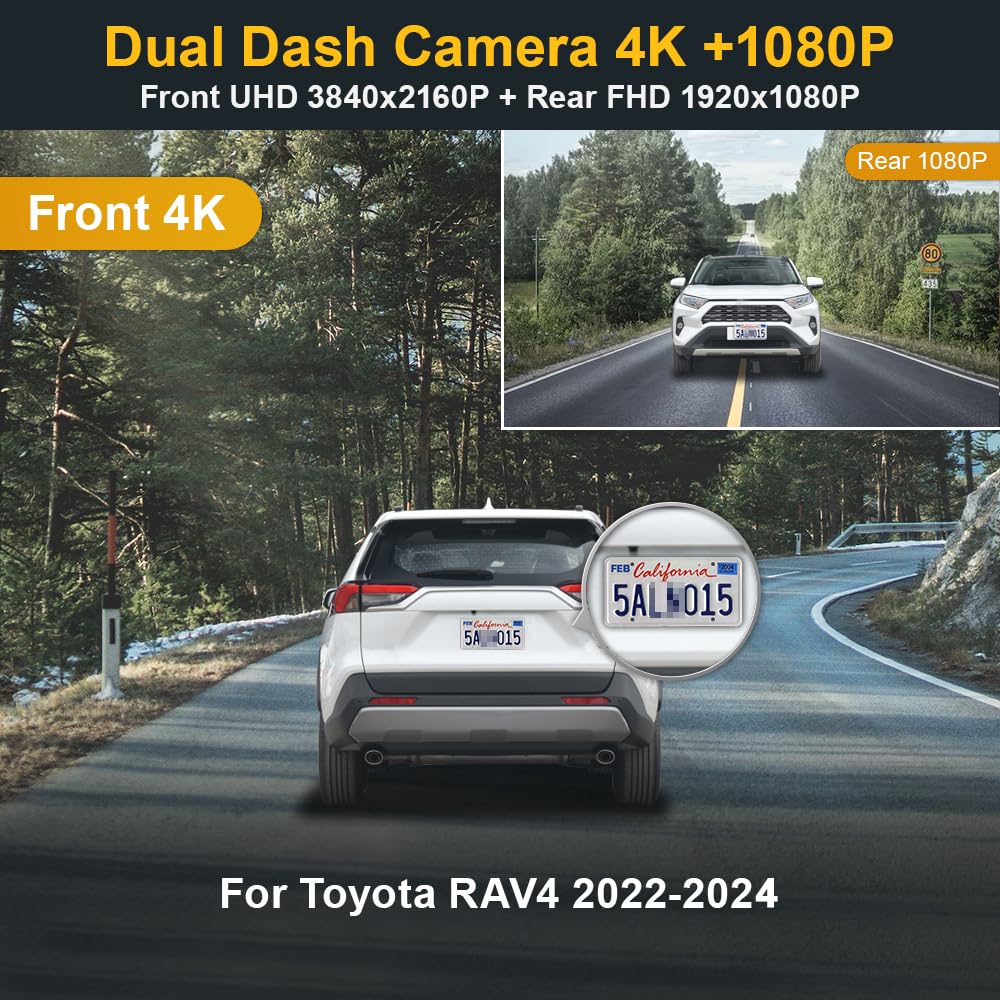 Mua Fitcamx Front 4K+Rear 1080P Dash Cam Adapts for Toyota RAV4 2022 ...