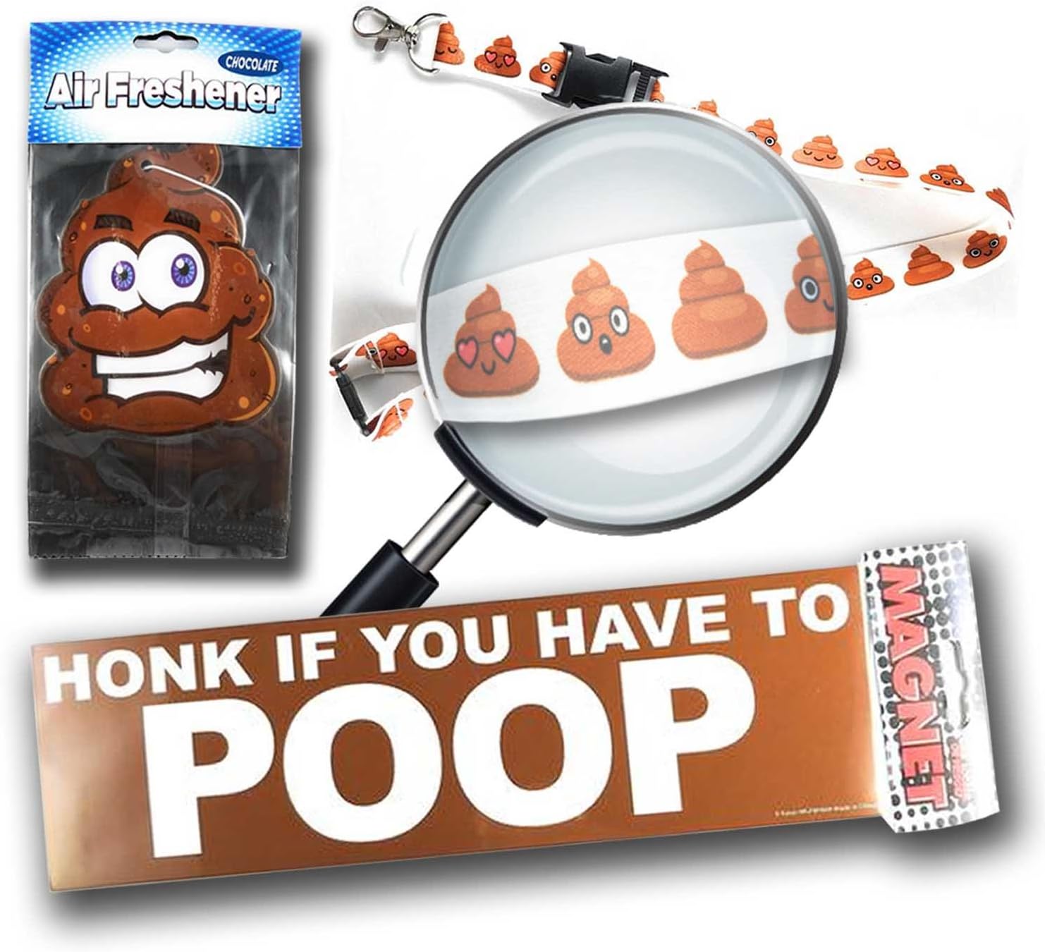 Car Gift Bundle - Kalan Poop Emoji Lanyard Chocolate Air Freshener ...