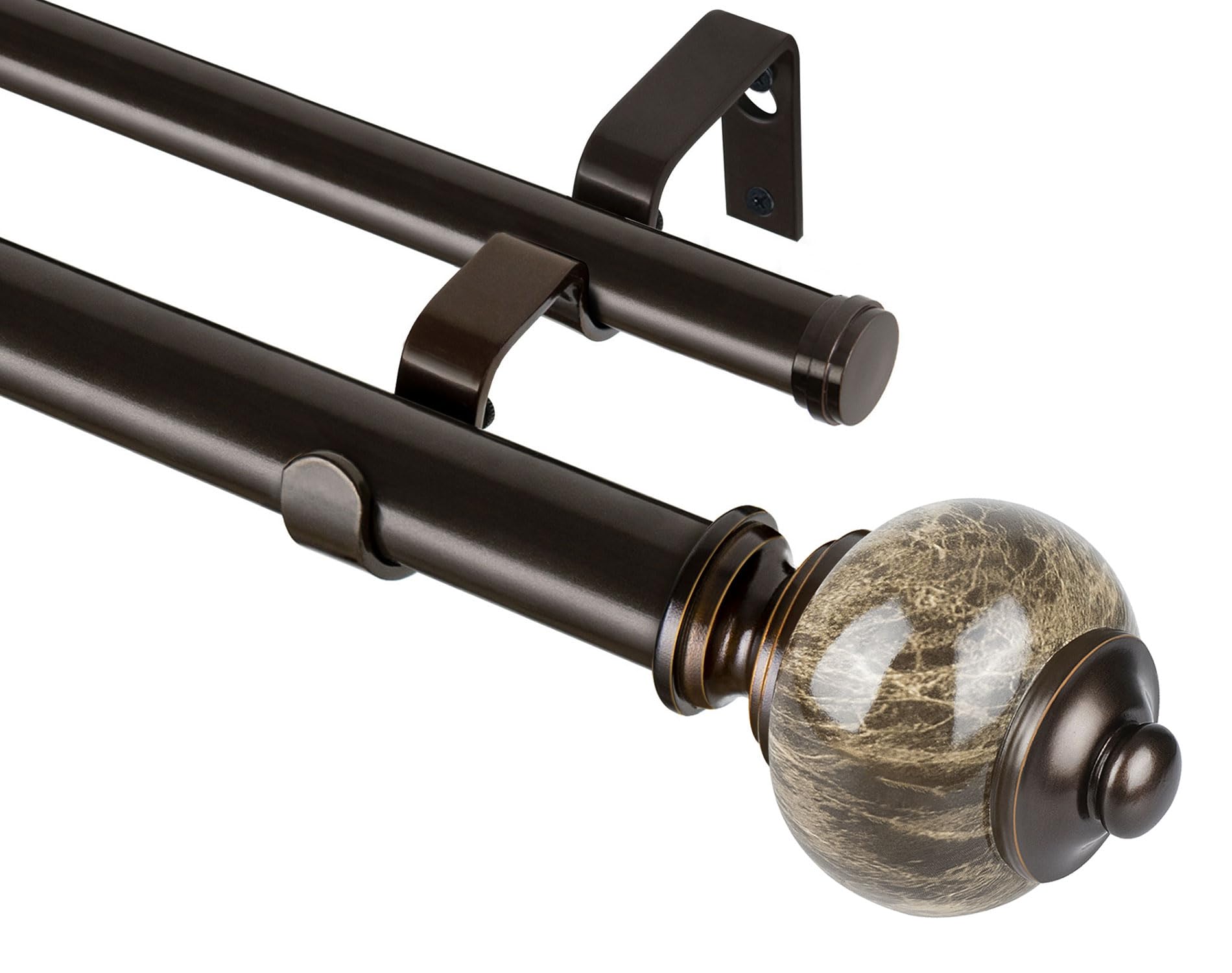 KAMANINA 1 Inch Bronze Curtain Rod for Windows 120 to 170 Inches, Extra ...