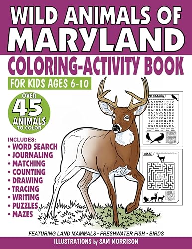 Wild Animals of Maryland Coloring Activity Book for Kids Ages 6-10 ...