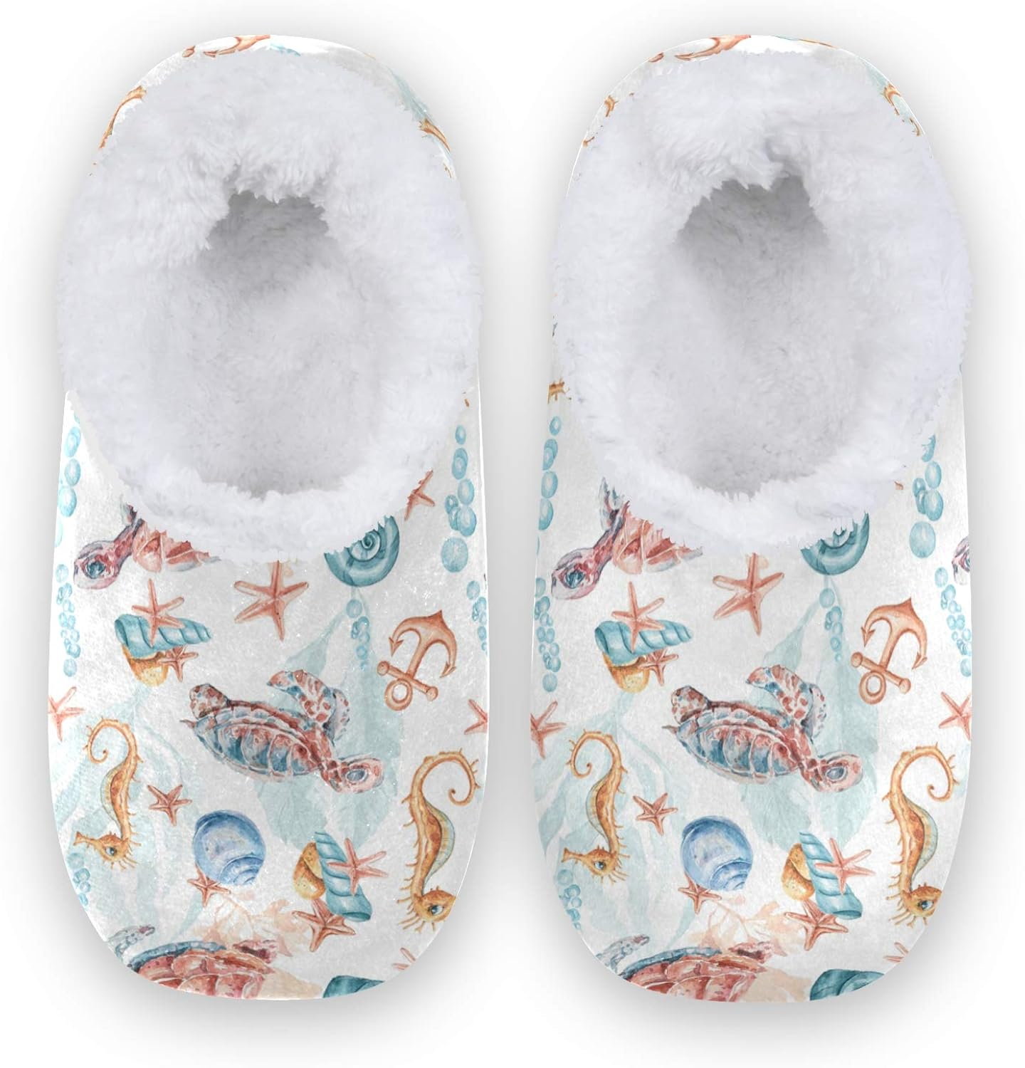 Rxyy Ocean Turtle Seahorse Slippers for Women and Men, Womens Coral ...