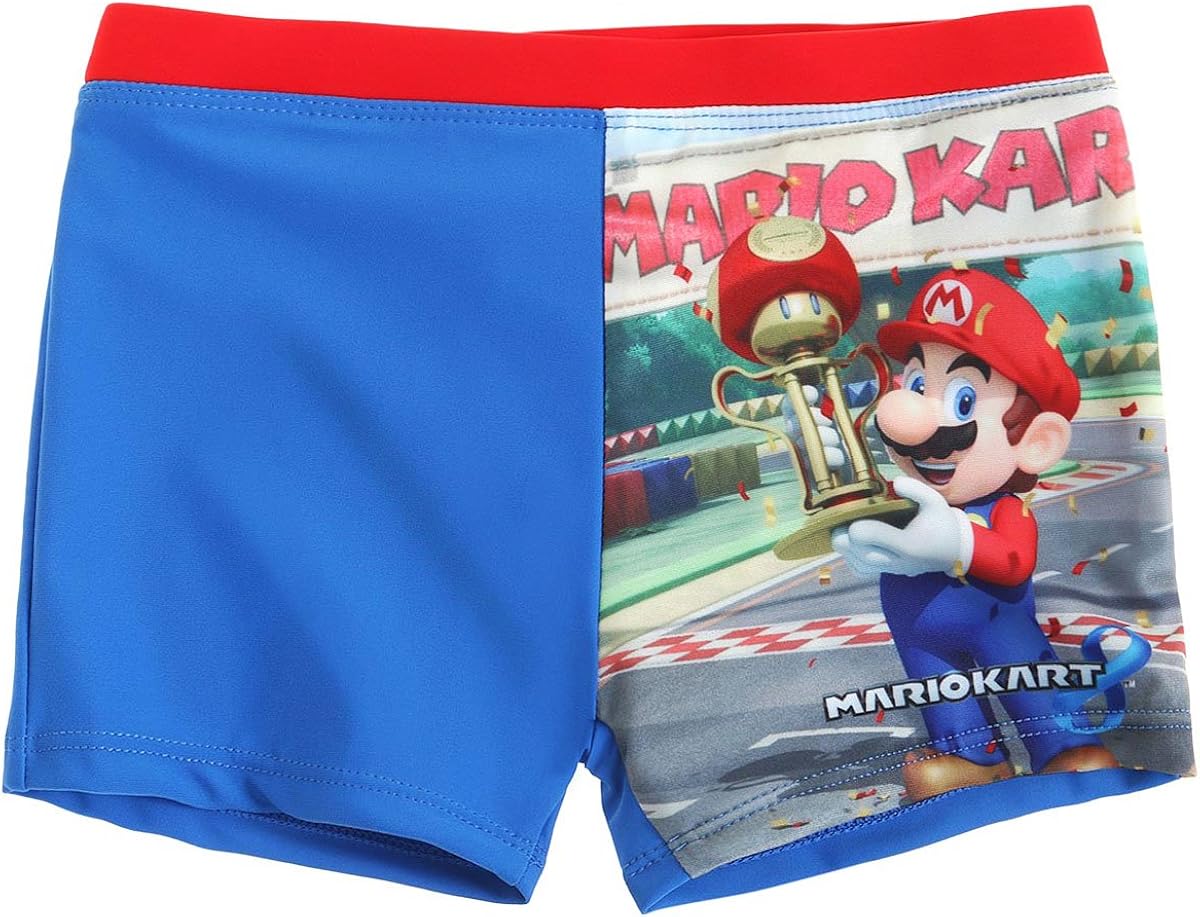 Boxer de Bain Enfant garçon Mario Kart Bleu/Rouge de 4 à 10 Ans (4 Ans ...