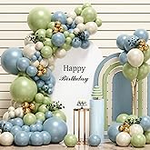 Amazon.com: Dusty Blue Green Balloon Garland Double Stuffed Avocado Green Balloons Thick Latex ...