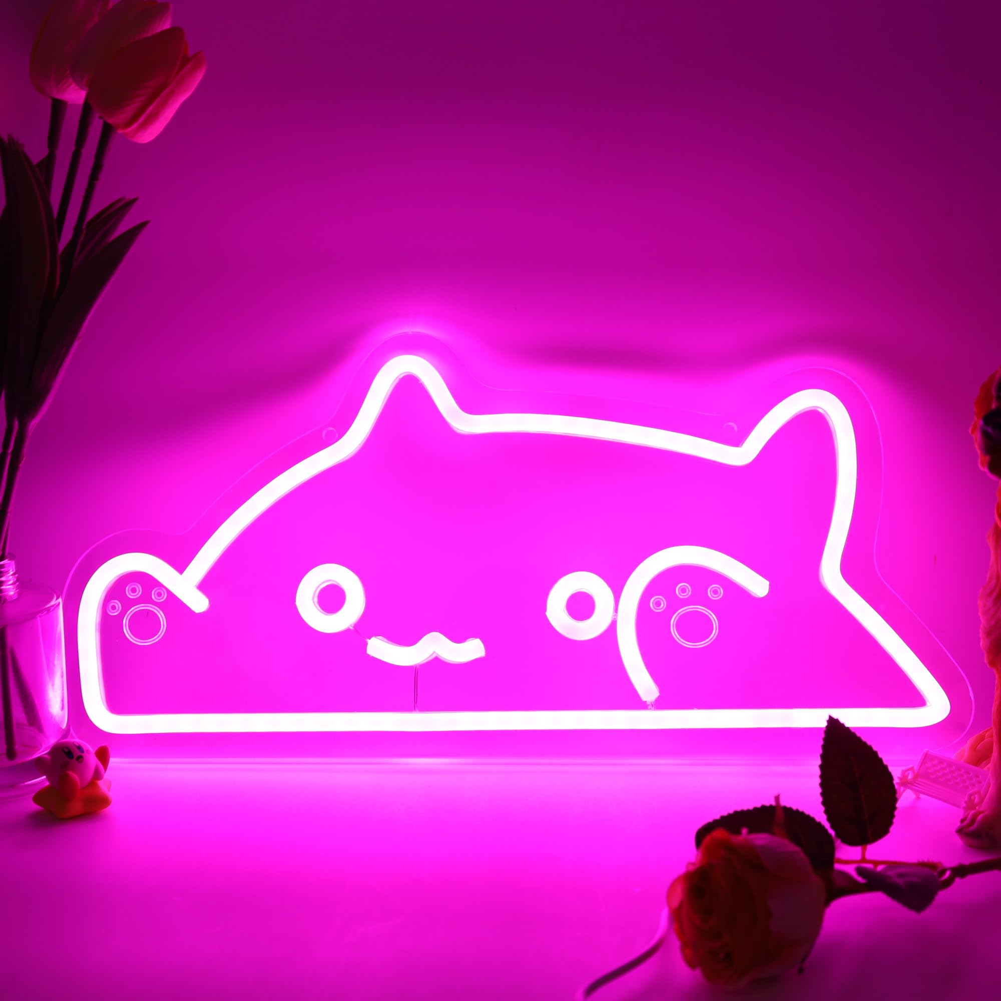 Pink LED Cat Neon Sign USB Powered for Teen girls bedroom decor Wall ...