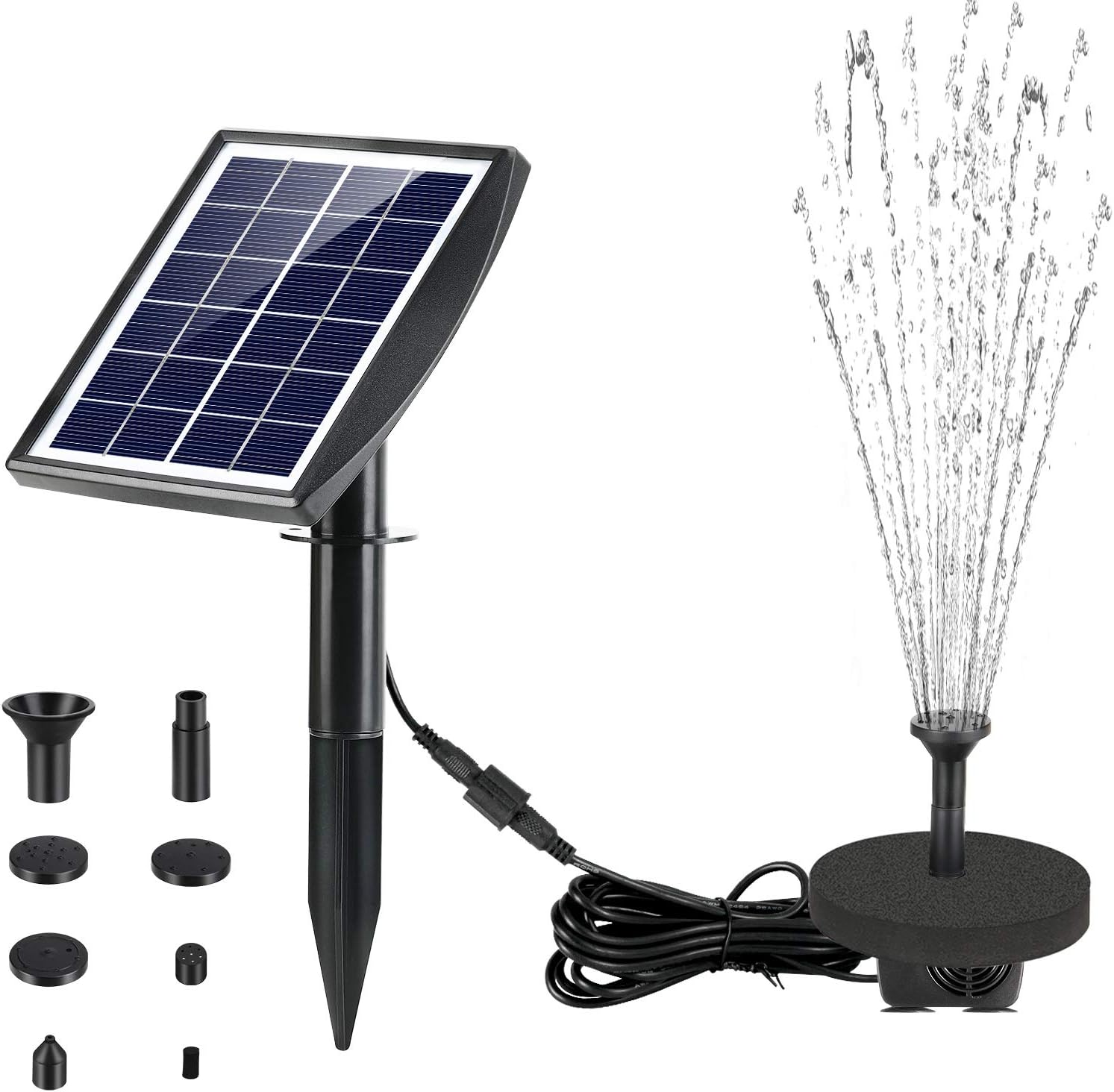 Fostoy Solar Water Fountain Pump, 2W Floating Solar Water Feature Pump ...