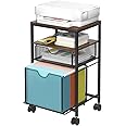 Amazon.com: BOHDK Rolling File Cart with 2 Storage Drawers, Wood & Mesh ...