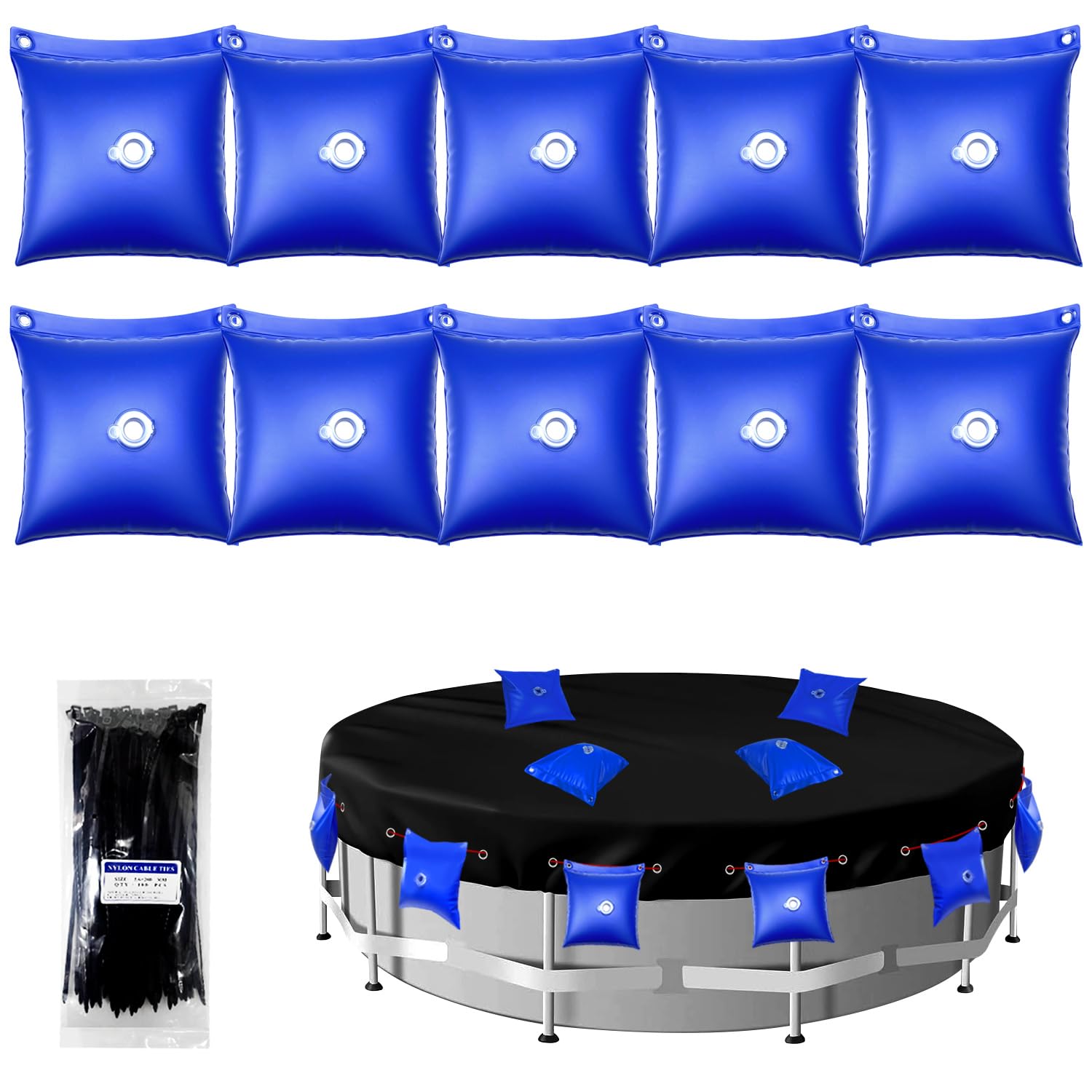 Upgrade 10 Pack Pool Cover Weights Above Ground, Heavy Duty 100% ...