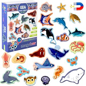 Amazon.com: MAGDUM Toy SEA Animals - Animal Magnets for Kids -Real ...
