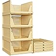 Amazon.com: SNSLXH Stackable Closet Storage Basket 4 Pack ...