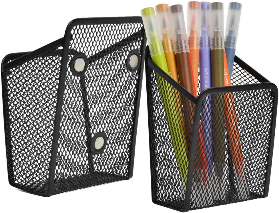 2Pcs Magnetic Pencil Holder, Mesh Pen Holder Magnetic Hanging Storage ...