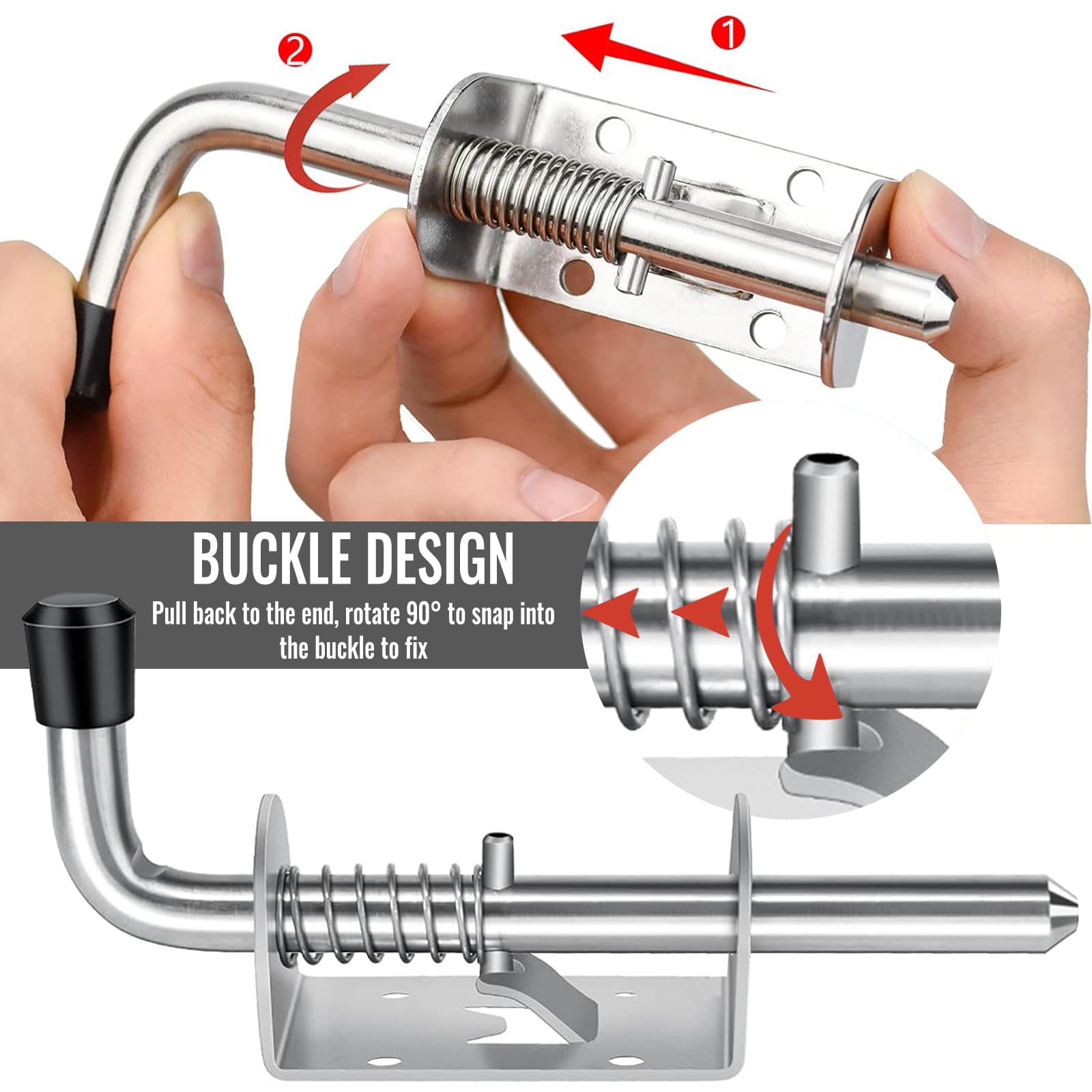 Mua Gate Latch, Pack of 2 Spring Latches 304 Stainless Steel, Spring ...