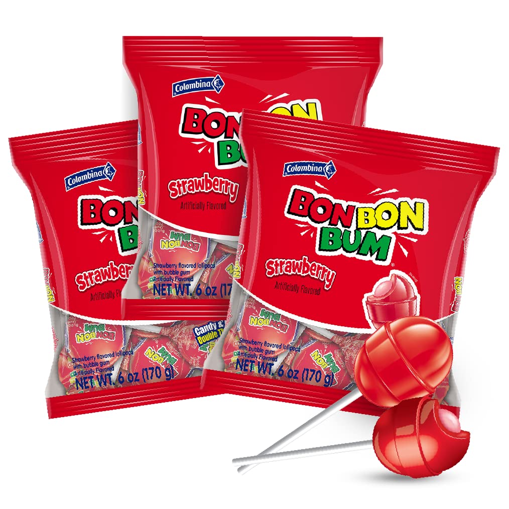 Mua Bon Bon Bum Classic Lollipops - Sweet Strawberry with Chewy Bubble ...