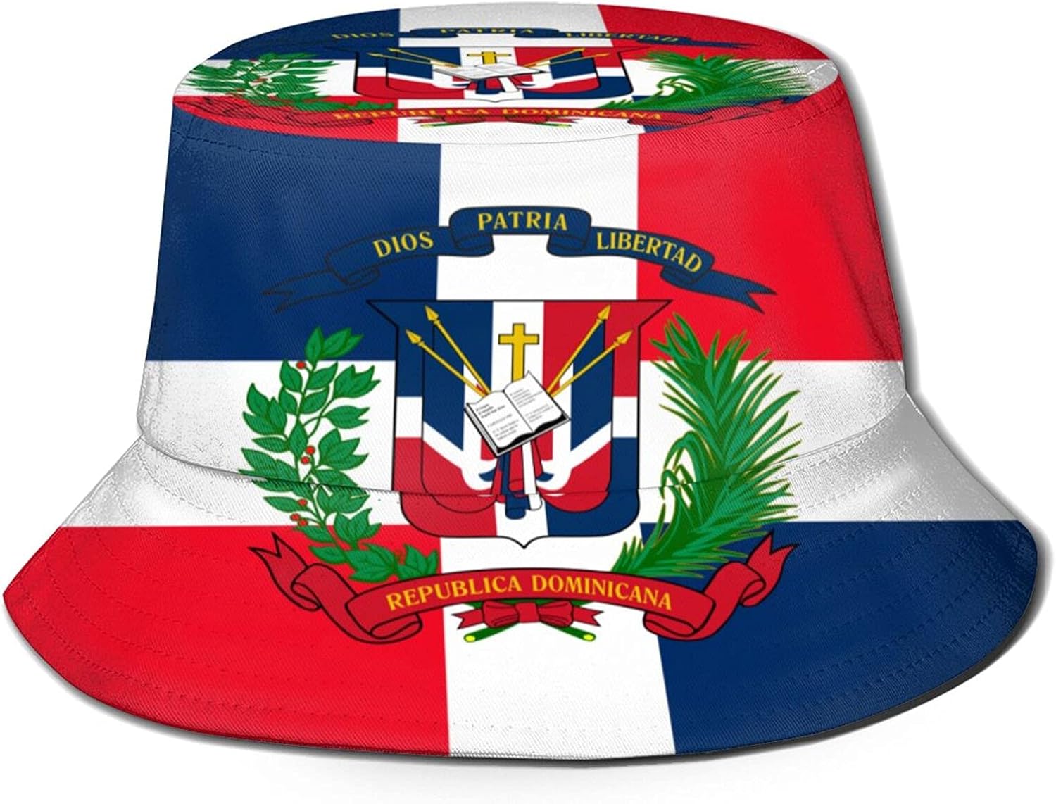 QUEMIN Unisex Bucket Hat,Dominican Republic Flag Flat Top Fisherman Hat ...