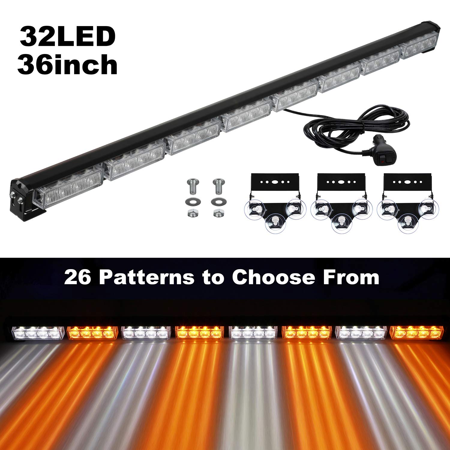 ASPL 36" 32LED Traffic Advisor Light Bar Warning Emergency Strobe Light ...