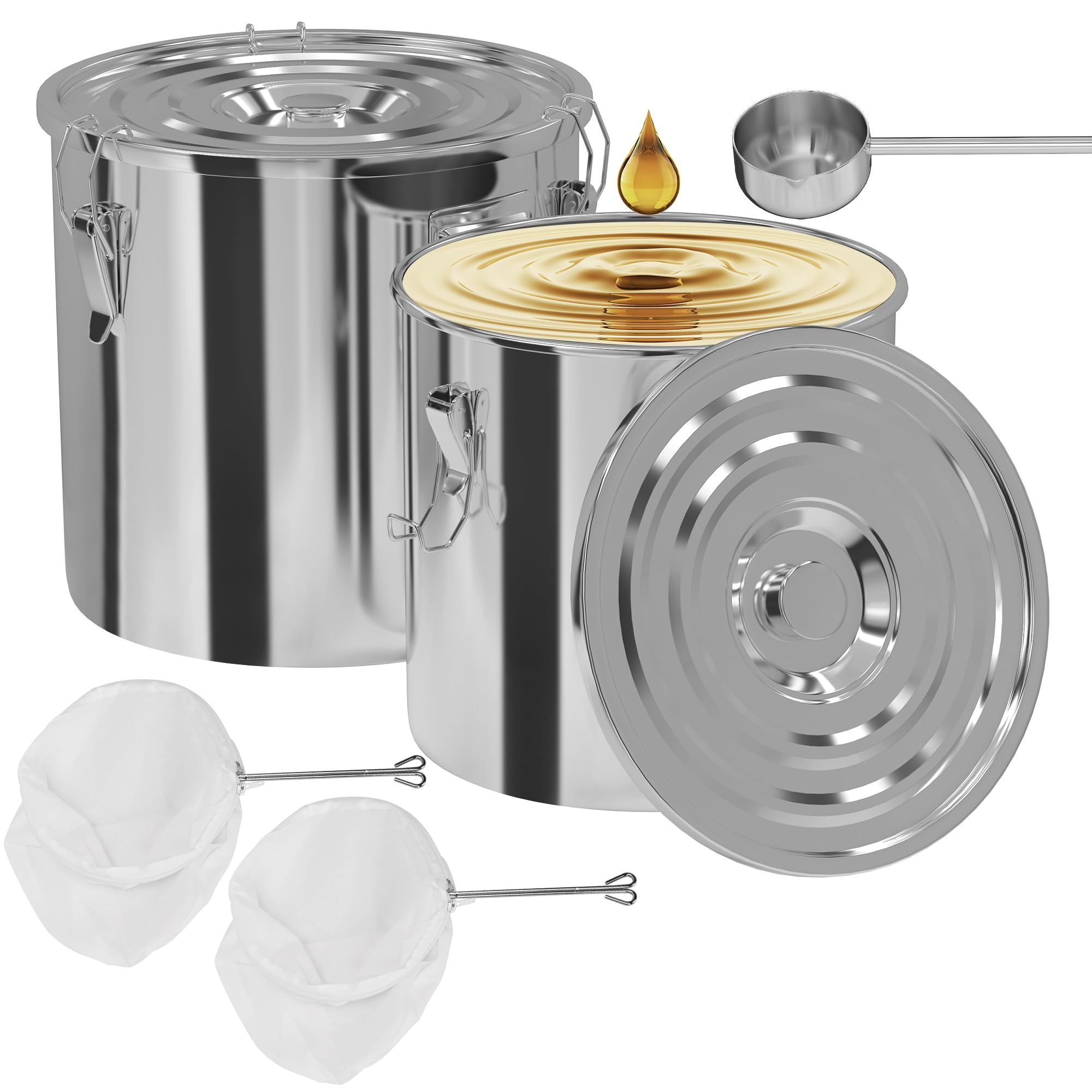 2 Pcs Fryer Grease Bucket 8 Gal 6 Gal,Oil Disposal Caddy with Lid Lock ...