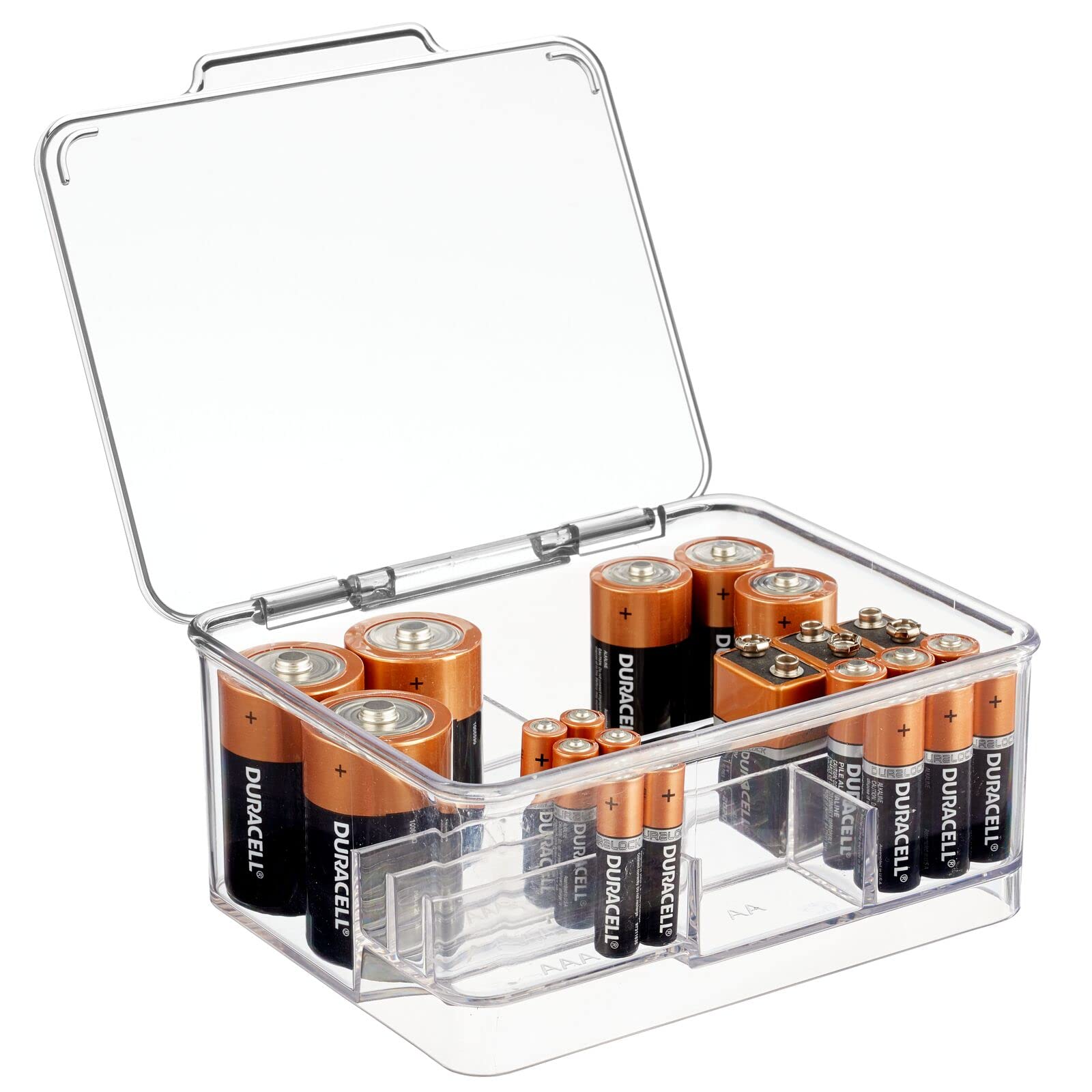 Mua mDesign Stackable Divided Battery Storage Organizer Box Bin with ...