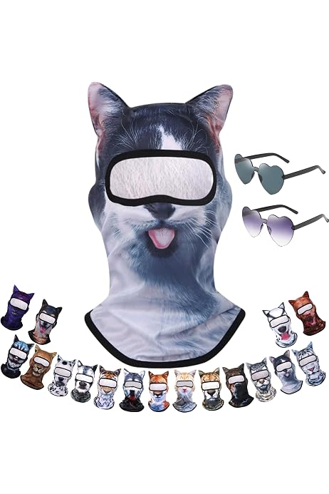 Funny Balaclava 3D Cat Ski Balaclava Sheisty Face Mask With Ears,3D Cat ...