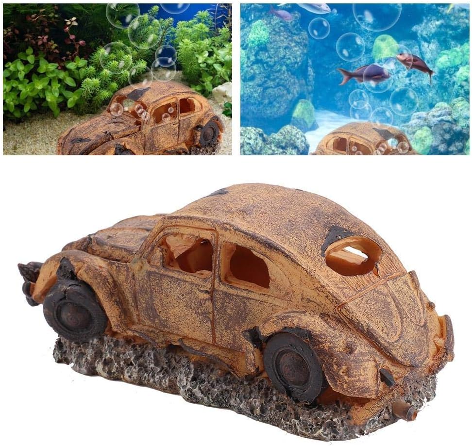 Amazon.com : Aquarium Decorations, Resin Ornament Imitation Car Wreck ...