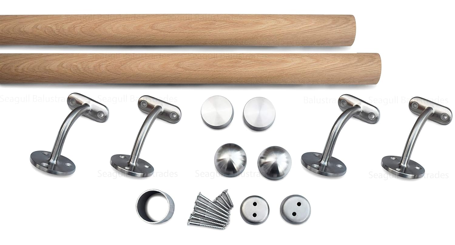 Stair Parts Unvarnished 2 x 2mt Kit with 2 Flat End Cap, 4 Wall ...