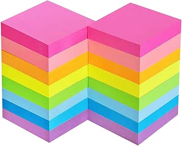 Amazon.com : Sticky Notes 2x2 Self-Stick Notes 8 Bright Multi Colors ...