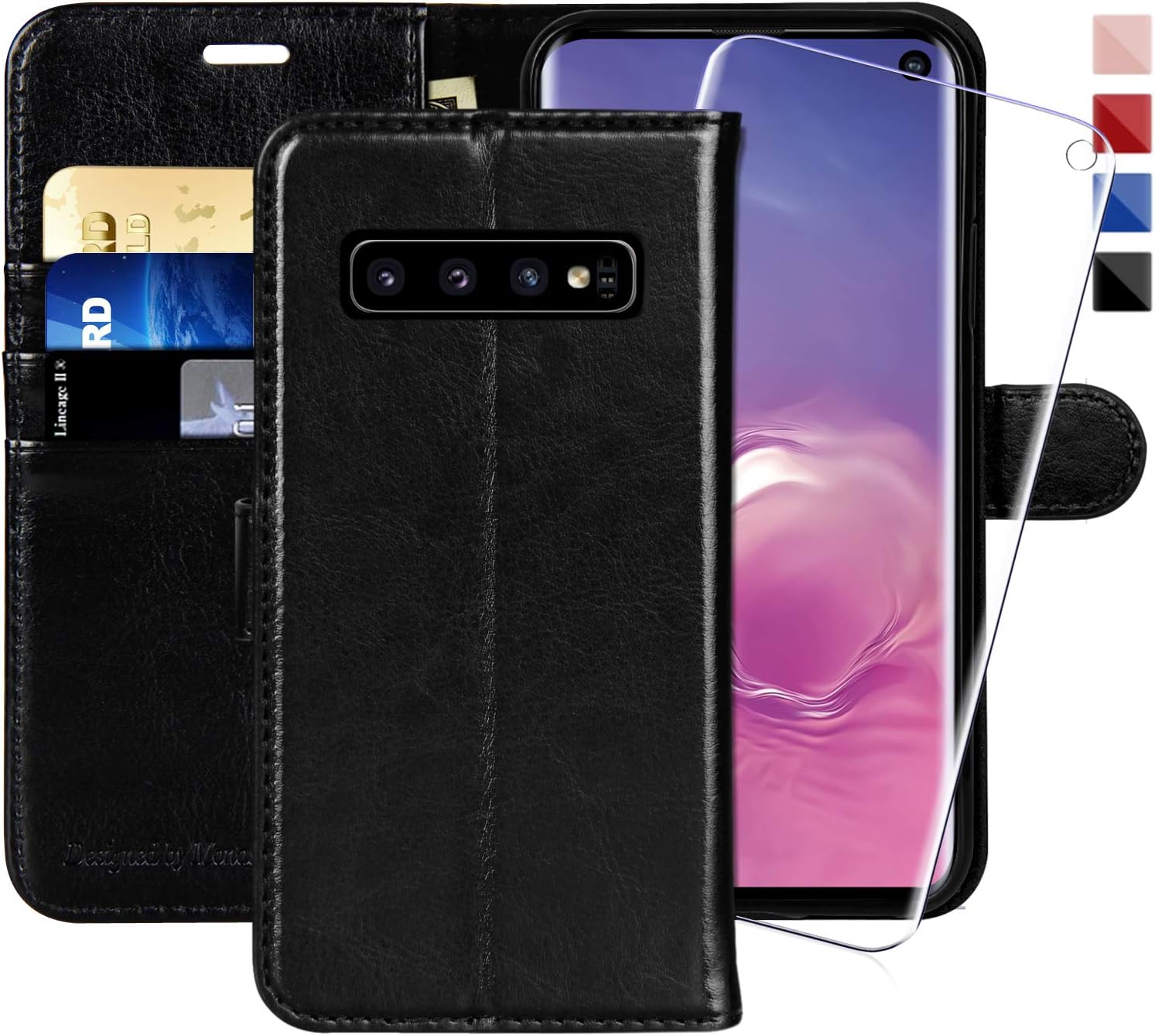 MONASAY Galaxy S10 Wallet Case, 6.1 inch [Included Screen Protector ...