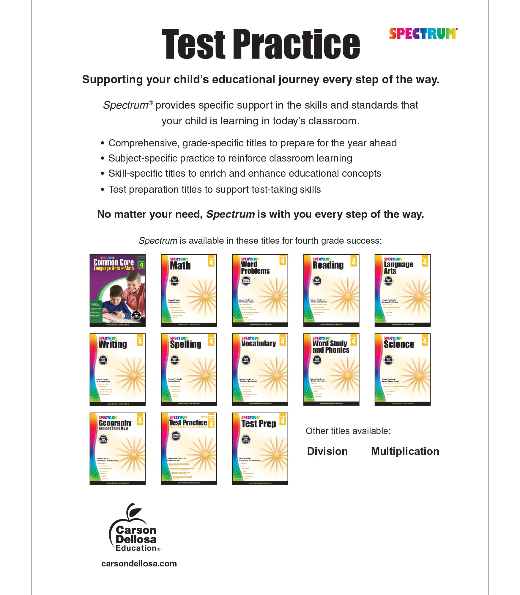 Mua Carson Dellosa Spectrum 4th Grade Test Practice Workbook All ...