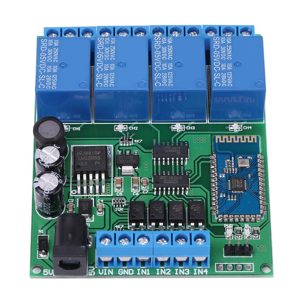 4 Channel Bluetooth Relay Module, 10A Phone Wireless Remote Control ...