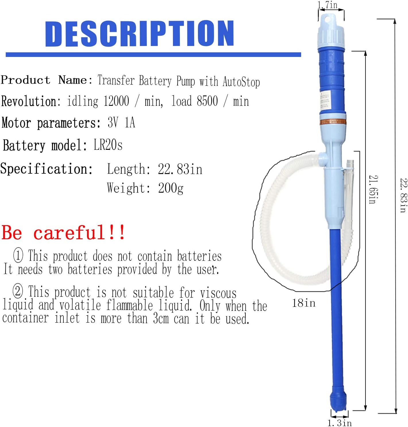Chandler Fuel Transfer Pump Water Pump Portable Power Water Syphon Fuel ...