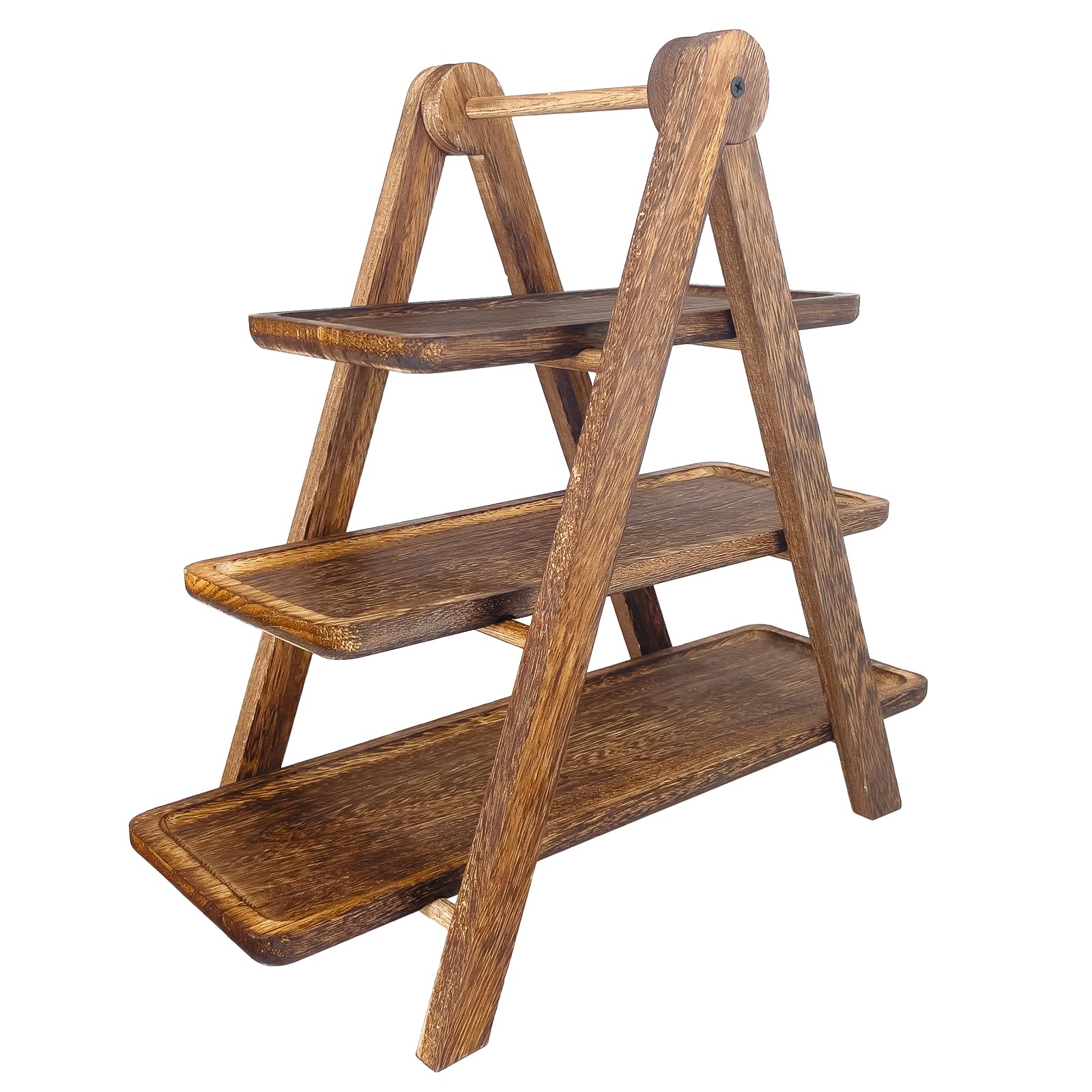 Vilnemenes Serving Tray Stand 3-Tier Wooden, Collapsible Ladder Dessert ...
