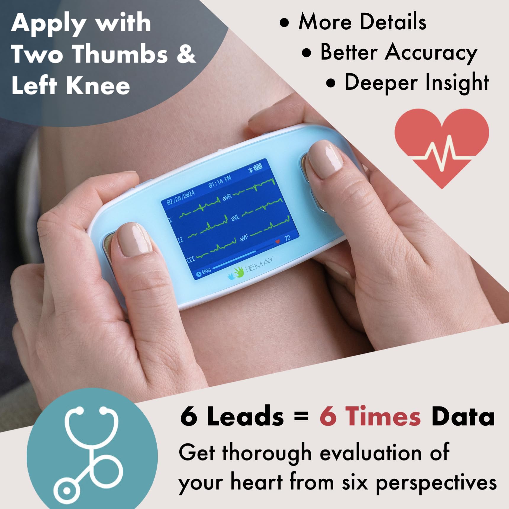 Mua EMAY 6L Portable ECG Monitor | Record ECG and Heart Rate in 6 Channels | Compatible with ...