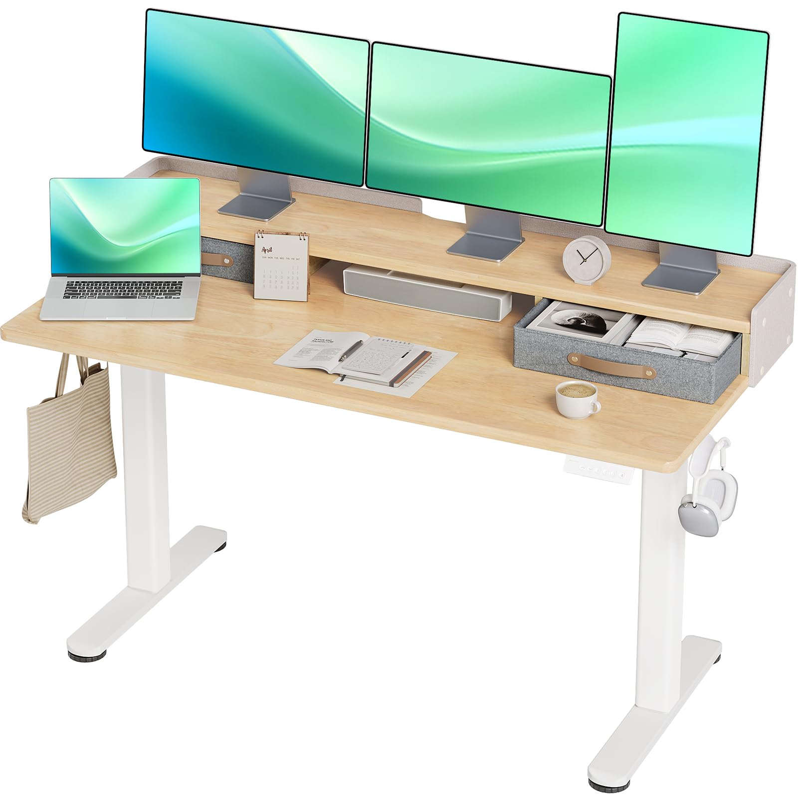 INNOVAR Whole-Piece Standing Desk with Drawers, 55 x 24 inches Solid ...
