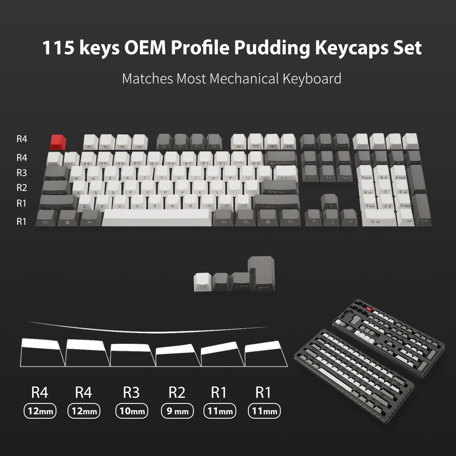 Mua RK ROYAL KLUDGE 115 Classical PBT Side Front Printed Keycaps, OEM ...
