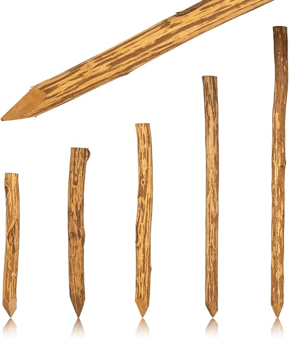 Fence Post Hazelnut impregnated · Sharpened Round Wooden Posts in ...