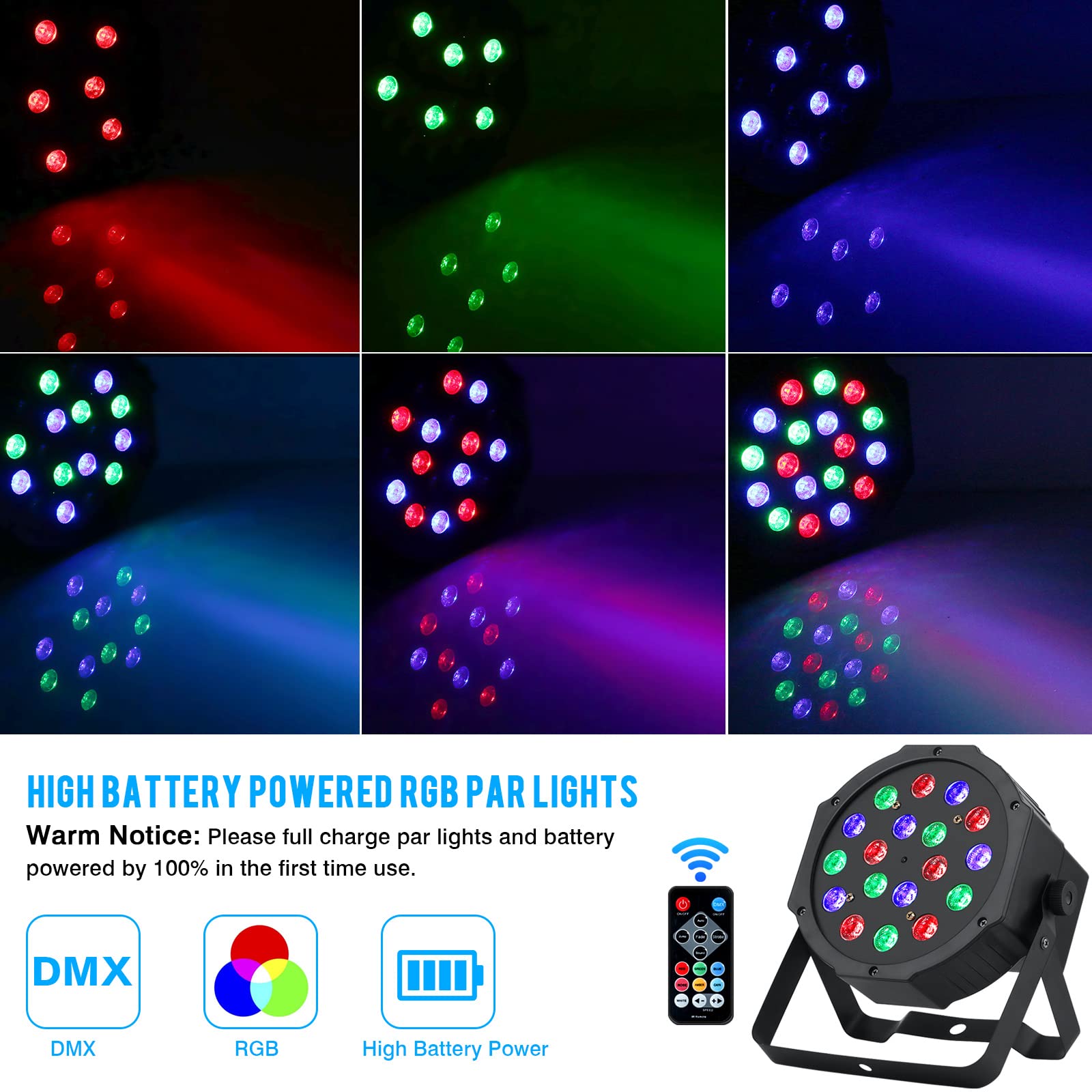 Mua Wireless Rechargeable Stage Lights, OPPSK 18W 18LED RGB Battery Powered Stage Lights Remote ...