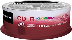 Amazon.com: Sony 30CDQ80XP CD-R 48X 80 min/700MB Color Spindle Compact ...