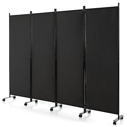 GOFLAME 4 Panel Folding Room Divider, 6FT Rolling Privacy Screen with ...
