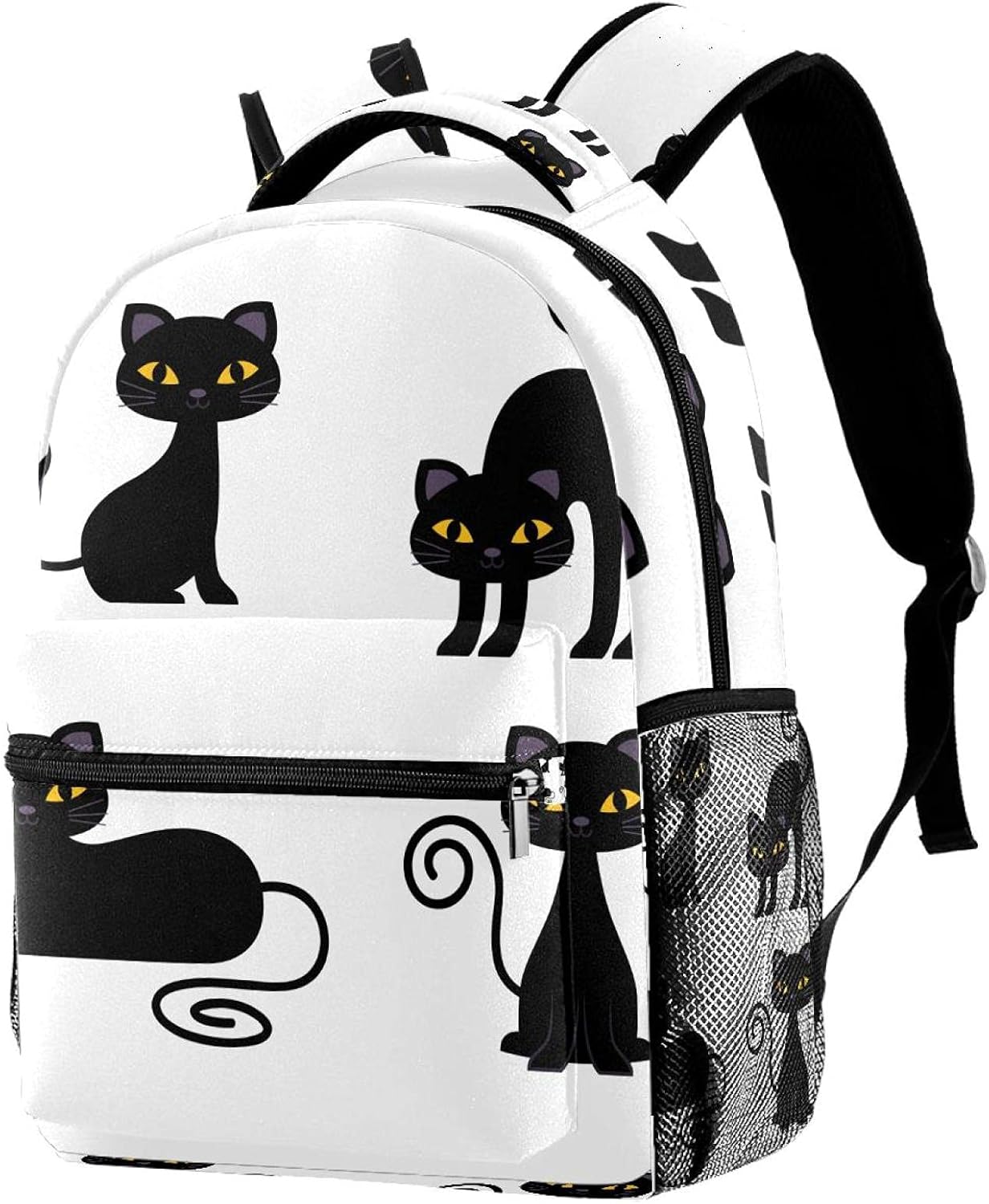 Cute Cartoon Black Cat Print Backpack for school students, Durable ...