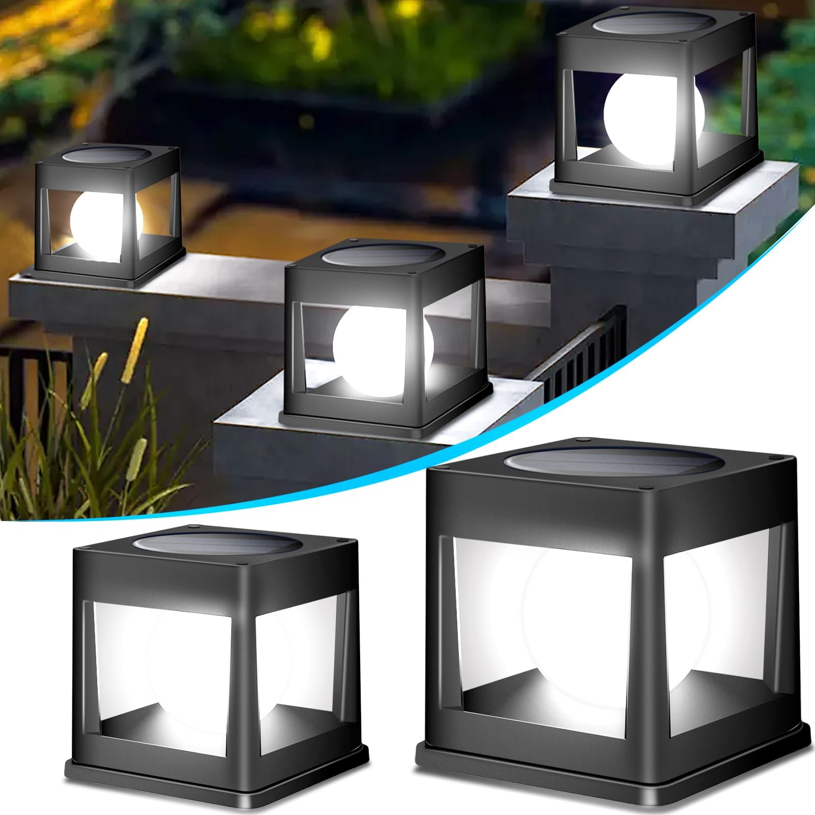Sunlar Solar Lights for Fence Post Cap Outdoor Deck Lights Solar ...