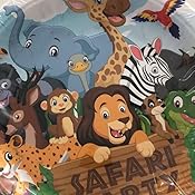 Amazon.com: 102 Piece Safari Animal Party Supplies Set Including Banner ...