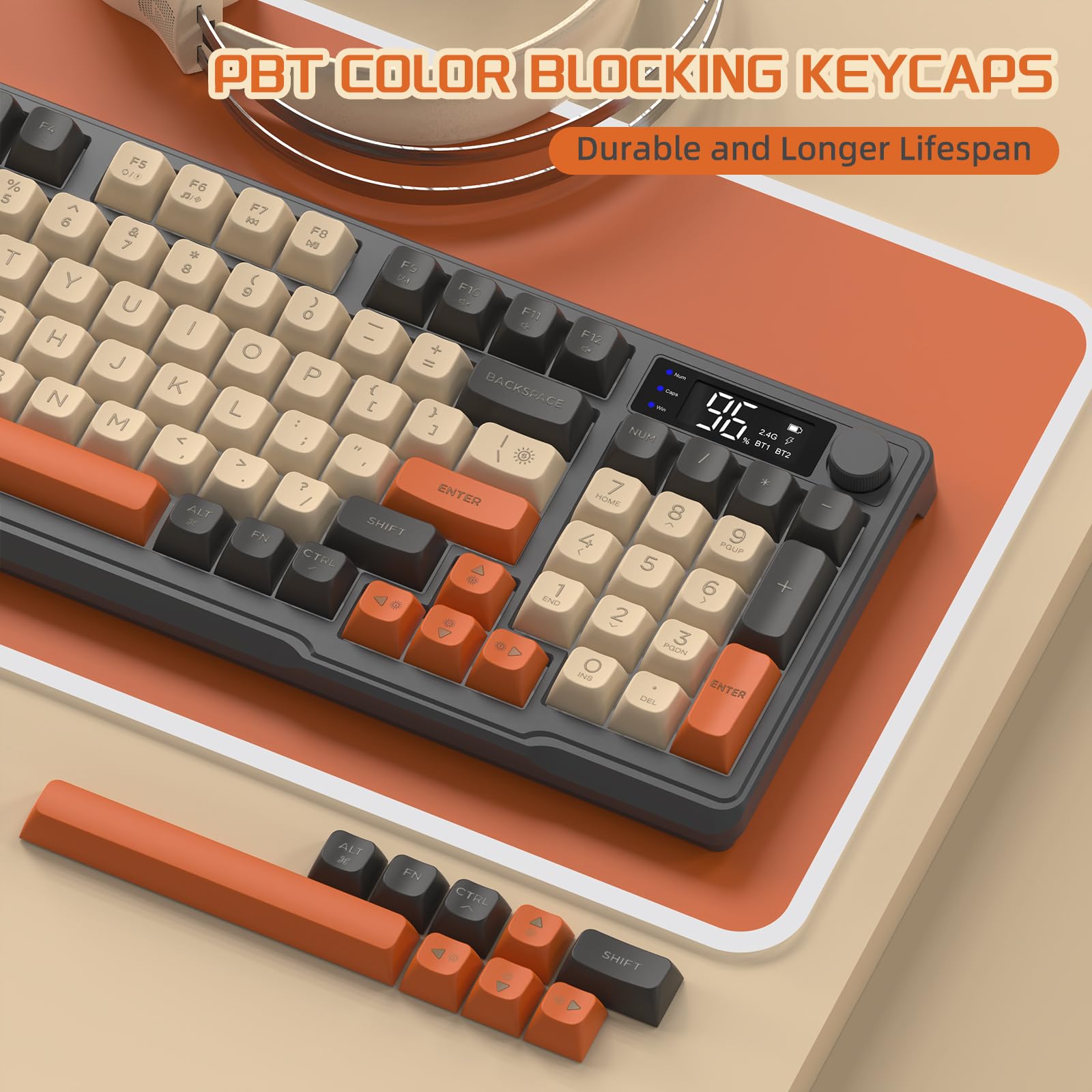 Mua FREEWOLF M96 Wireless Gaming keyboard, Knob Control Bluetooth/2.4G ...