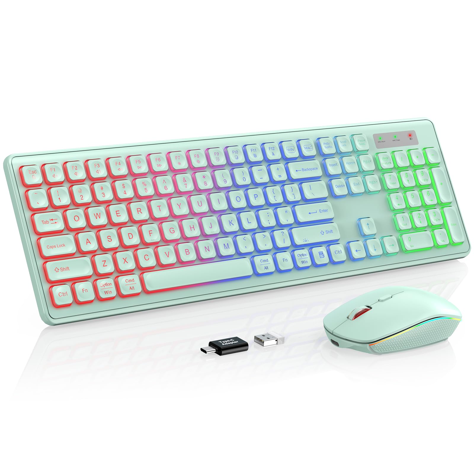 Wireless Keyboard and Mouse Combo - RGB Backlit, Rechargeable & Light ...