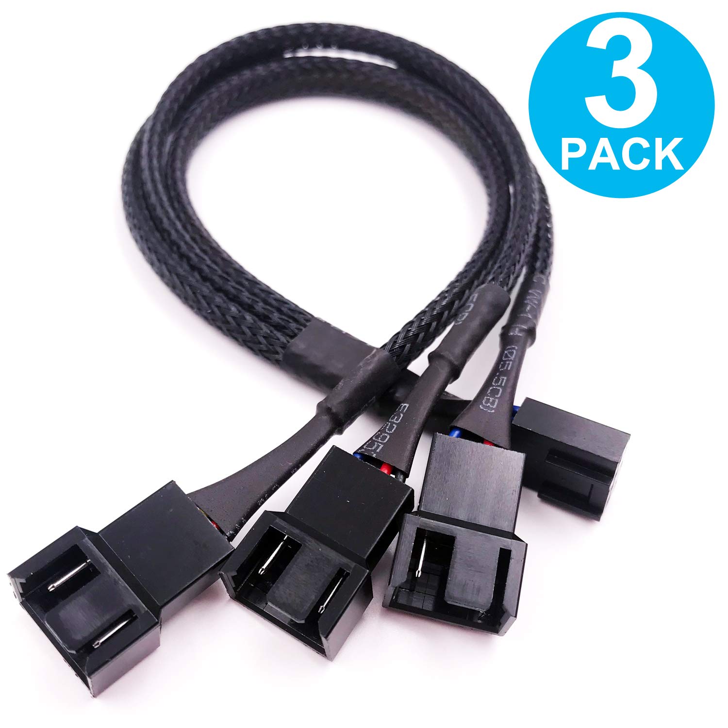Power Cables 27cm 10.6 inches 3 Pack PWM Fan Splitter Adapter Cable 4 ...