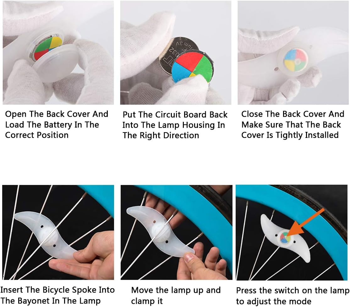 AOUTACC 6 Pack Bike Spoke Lights, LED Bike Wheel Lights Keep Safe ...