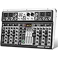 Amazon.com: 8 Channel Audio Mixer DJ Mixer Sound Board Console 16 Dsp ...