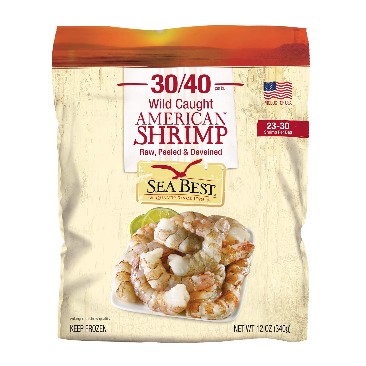 Sea Best 30/40 Count Raw Peeled and Deveined Shrimp, 12 Ounce (Pack of ...