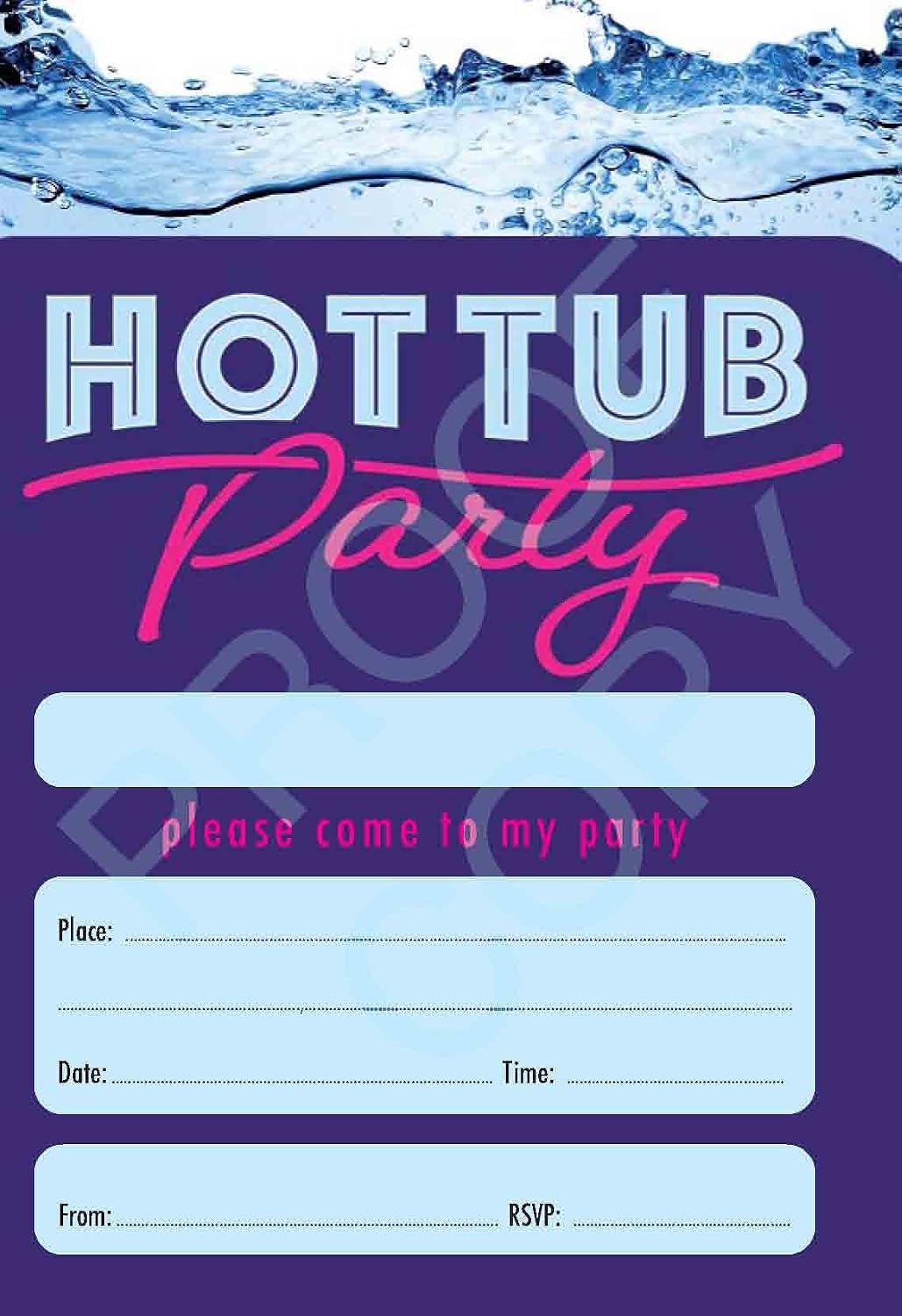 HOT TUB #53 PARTY INVITATIONS childrens kids party invites Pack of 10 ...